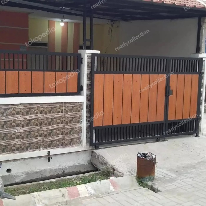 Jual pagar minimalis modern motif kayu papan grc | Shopee Indonesia
