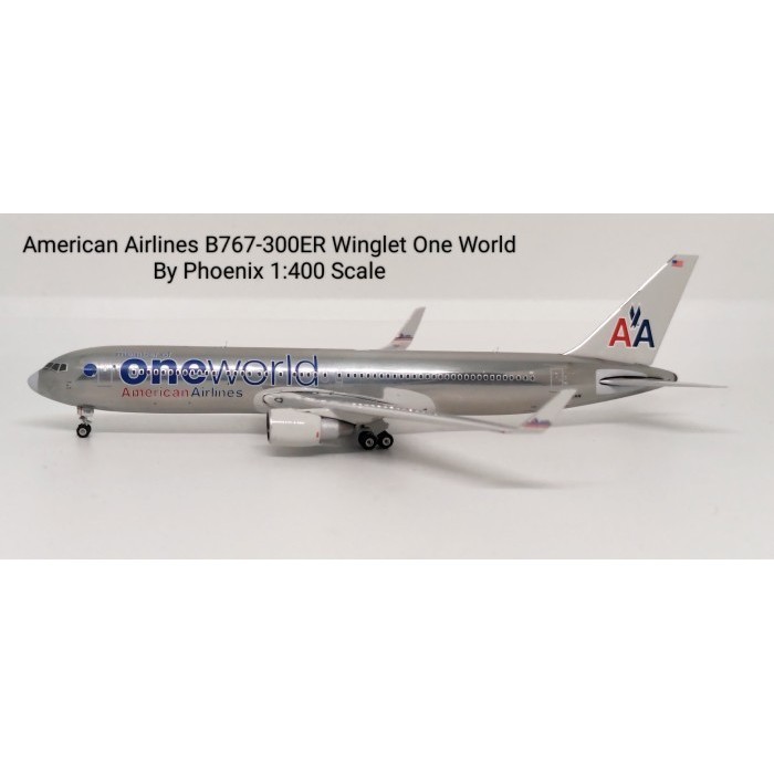 Jual DIECAST PESAWAT TERBANG American Airlines B767-300ER Winglet One World By Phoenix 1:400 ...