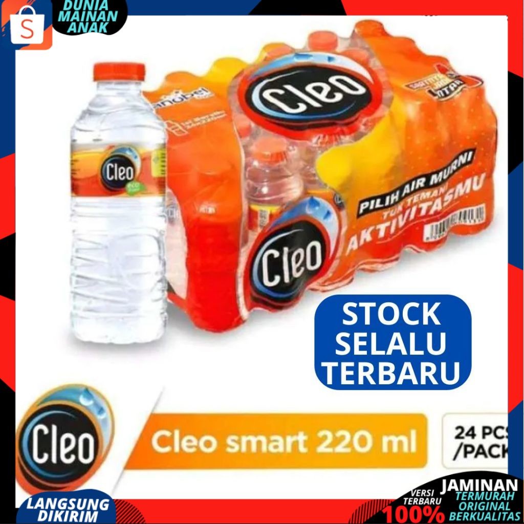 Jual DMA Air Mineral CLEO Mini Smart 220 ML Isi 24 Botol PER PACK | Shopee Indonesia