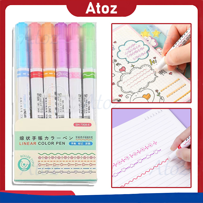 Jual Spidol Garis Aesthetic Warna Warni / Spidol Garis Motif Lucu 1 Set ...