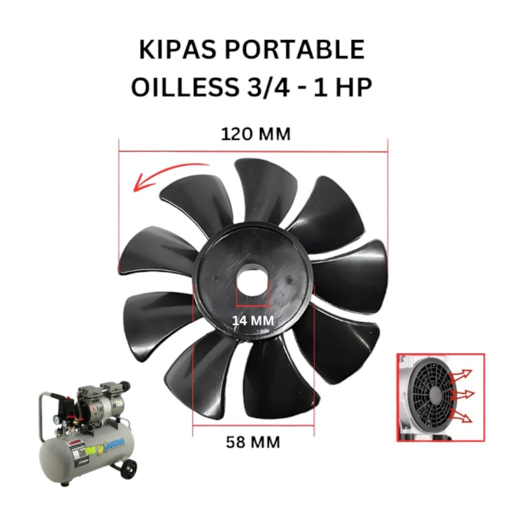 Jual Kipas Kompressor Angin Portable Oilless 3/4 HP 075 HP - 1 HP Fan ...