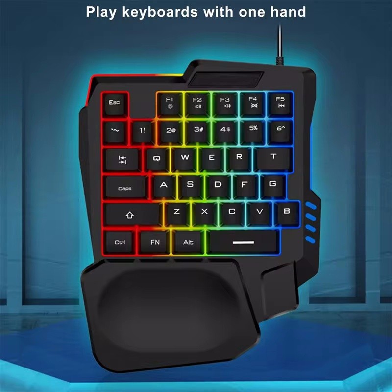 Jual 35 Keys Usb Keyboard One-Handed Wired Rgb Luminous Gaming ...