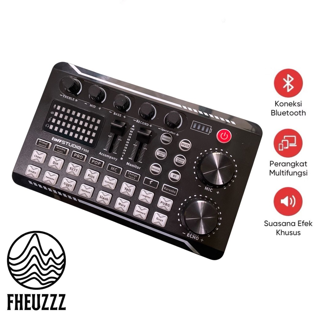 Jual TaffSTUDIO F998 Pro Audio Bluetooth Mixer Sound Card Live Broadcast Karaoke | Shopee Indonesia