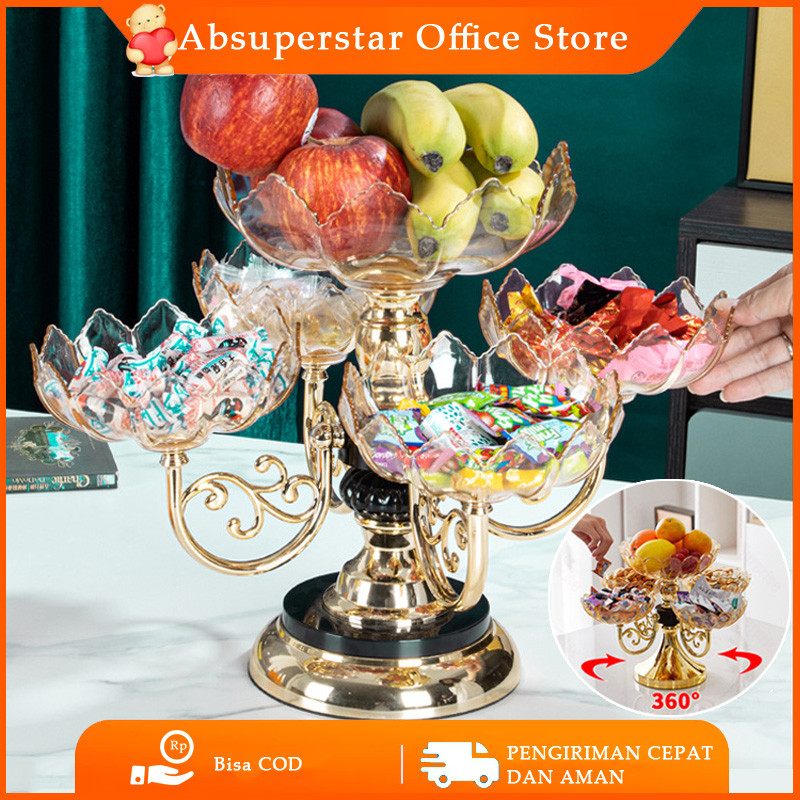 Jual ORNAMENTAL FRUIT PLATE PUTAR / Piring Hidangan Buah Kue Permen ...