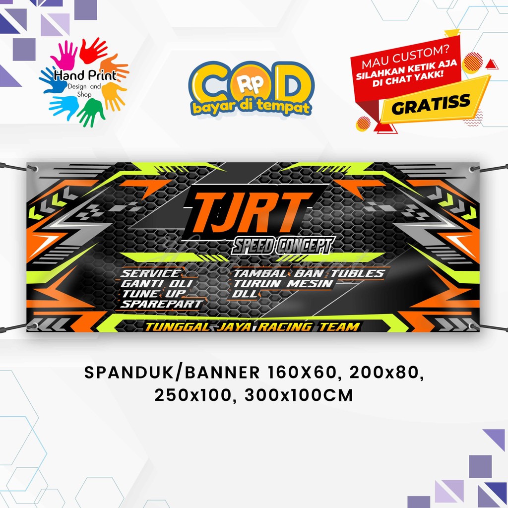 Jual Cetak Spanduk Banner Bengkel Motor Garage Oren MMT Spanduk Custom ...