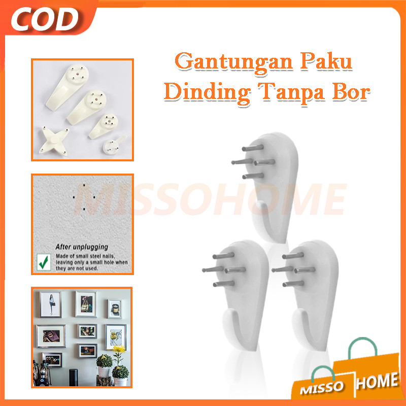 Jual Gantungan Paku Dinding Tanpa Bor / Wall hook kaitan paku bingkai ...