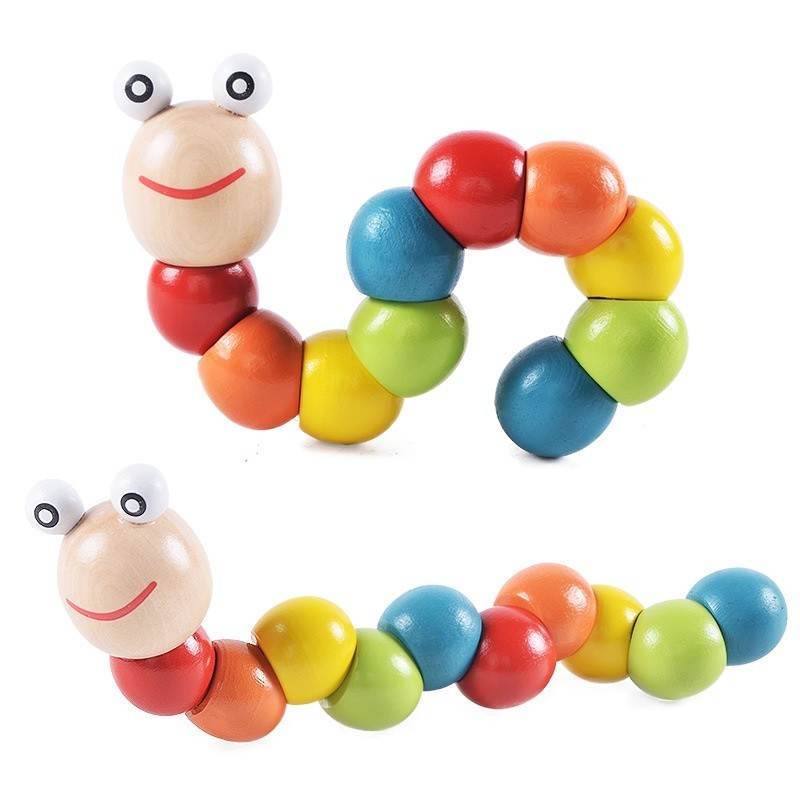 Jual Mainan Edukasi ULAT KAYU WARNA montessori anak / COLOURFUL WOODEN ...