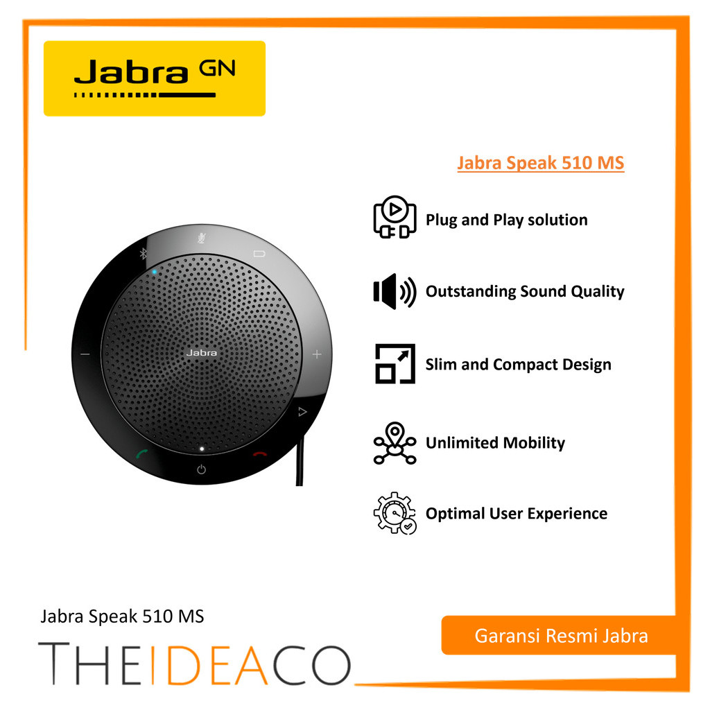 Jual Jabra Speak 510 MS Portable USB and Bluetooth Speakerphone (7510 ...