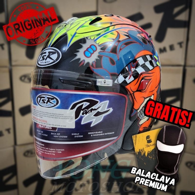 Jual Helm TSR Ram 4 Black Scoot Russel Original Half Face TSR Helmet ...