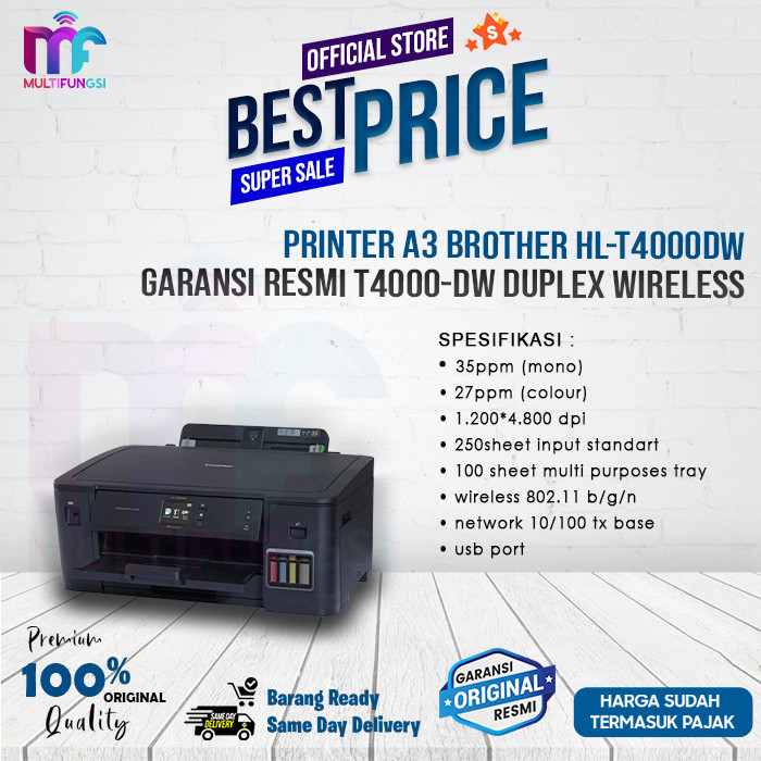 Jual Printer A3 Brother HL-T4000DW Garansi Resmi T4000-DW Duplex ...