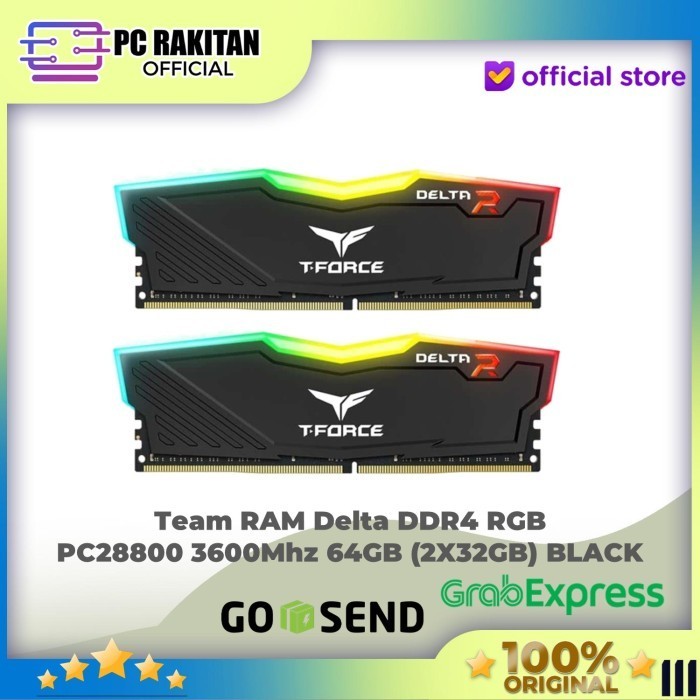 Jual Team RAM Delta DDR4 RGB PC28800 3600Mhz 64GB (2X32GB) BLACK ...
