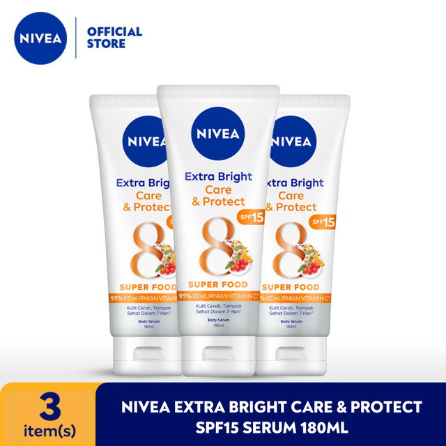 Jual NIVEA Body Serum Extra Bright Care & Protect SPF15 180ml x 3 pcs ...