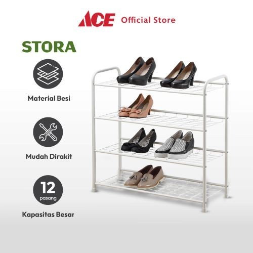 Jual Ace Stora Rak Sepatu 4 Tingkat Cw1212-06 - Putih Shoe Rack ...