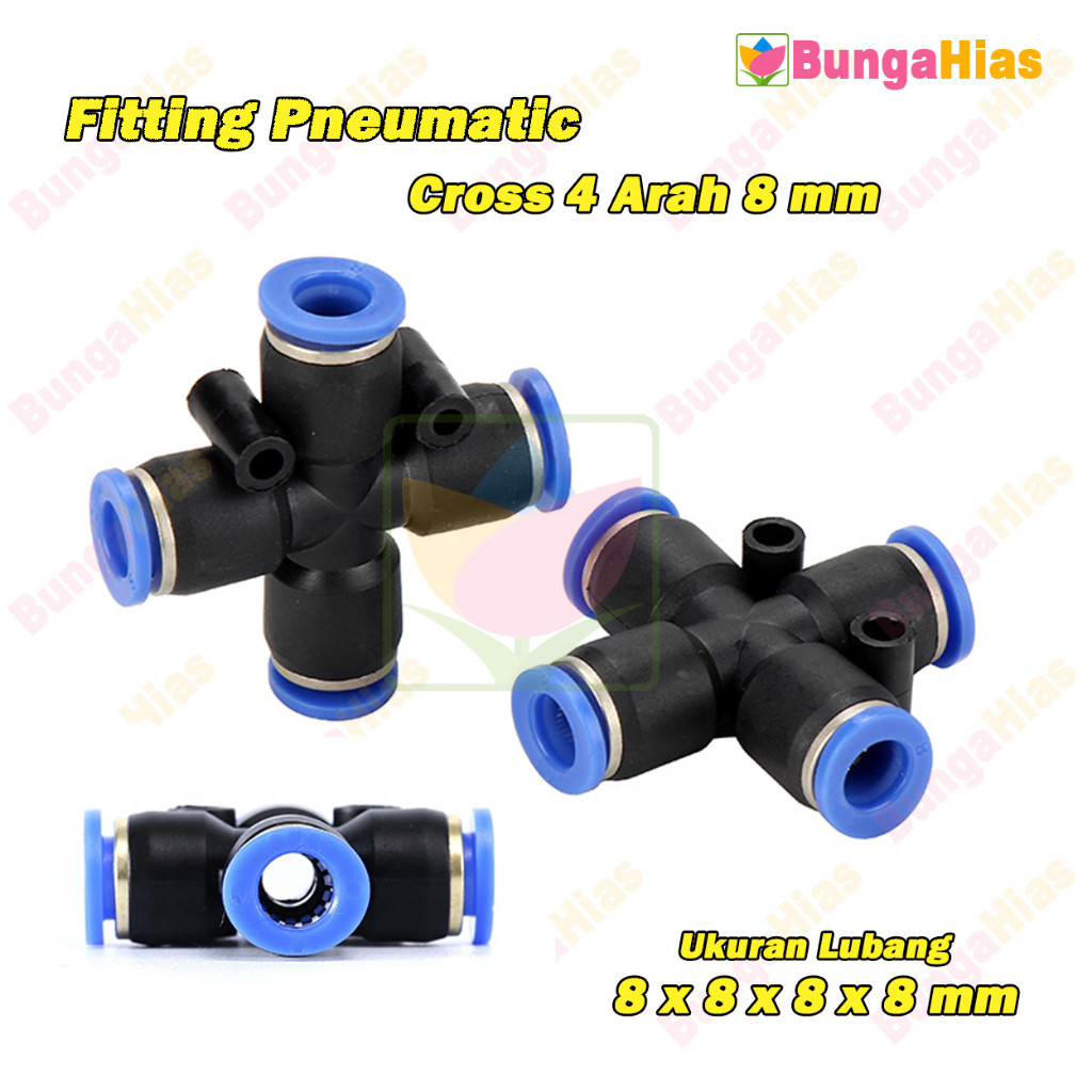 Jual Fitting Pneumatic Slip Lock 8 mm Cross Konektor Sambungan Joiner Selang PU Kompresor Air ...