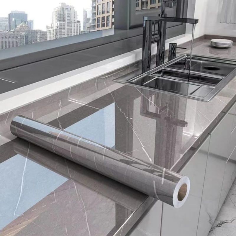 Jual Wallpaper Sticker Dinding Marmer Marble Glossy Abu-abu Dekorasi ...