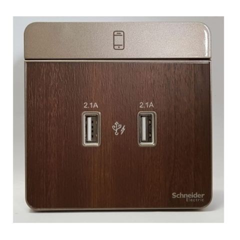 Jual SCHNEIDER AVATARON USB CHARGER 2 GANG 2.1A WOOD KAYU E8332USB_WD ...
