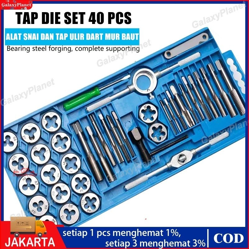 Jual 40PCS HAND TAP TAPS DIE DIES SENAI SNAI DRAT MUR ULIR KODENKI 40 PCS/Tap Die Set 40 pcs ...