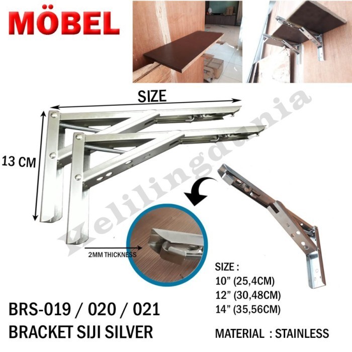 Jual 12" 30cm Stainless Bracket Penyangga Rak Siku Dinding Meja Lipat Shelf | Shopee Indonesia