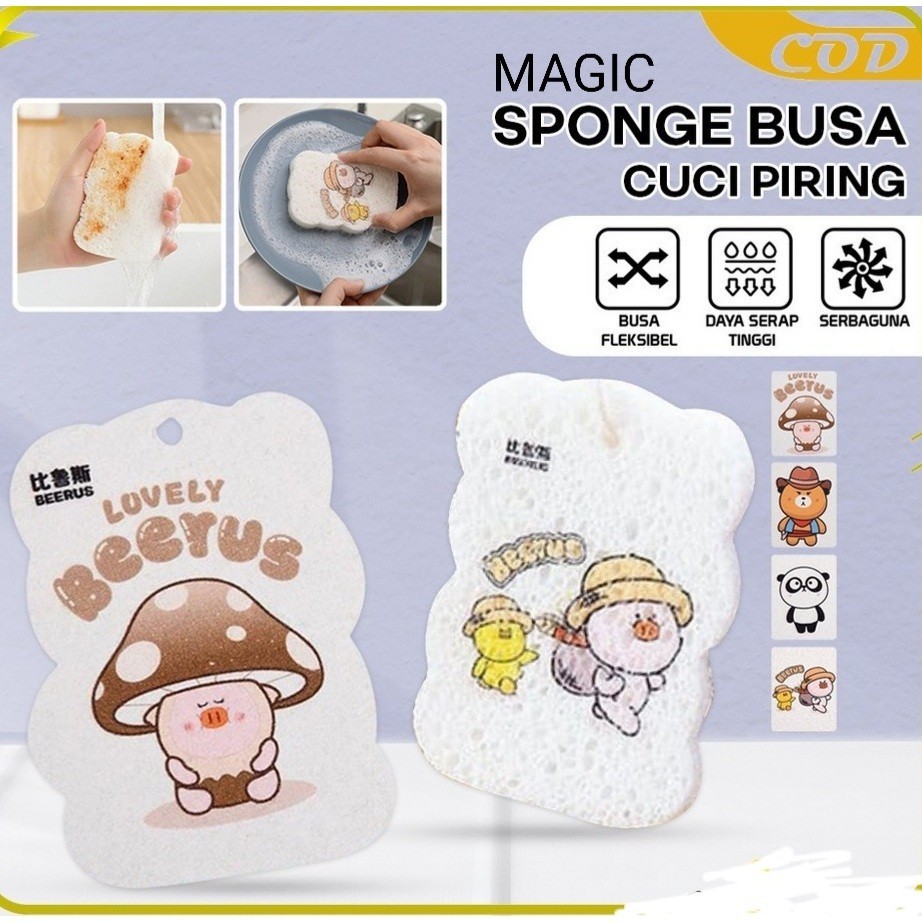 Jual Spons Busa Magic Spon Cuci Piring Karakter Pembersih Botol Gelas ...