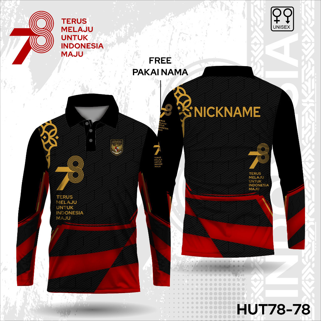 Jual Jersey polo hut kemerdekaan ri ke 78 baju 17an kaos dirgahayu indonesia 2023 lengan panjang ...