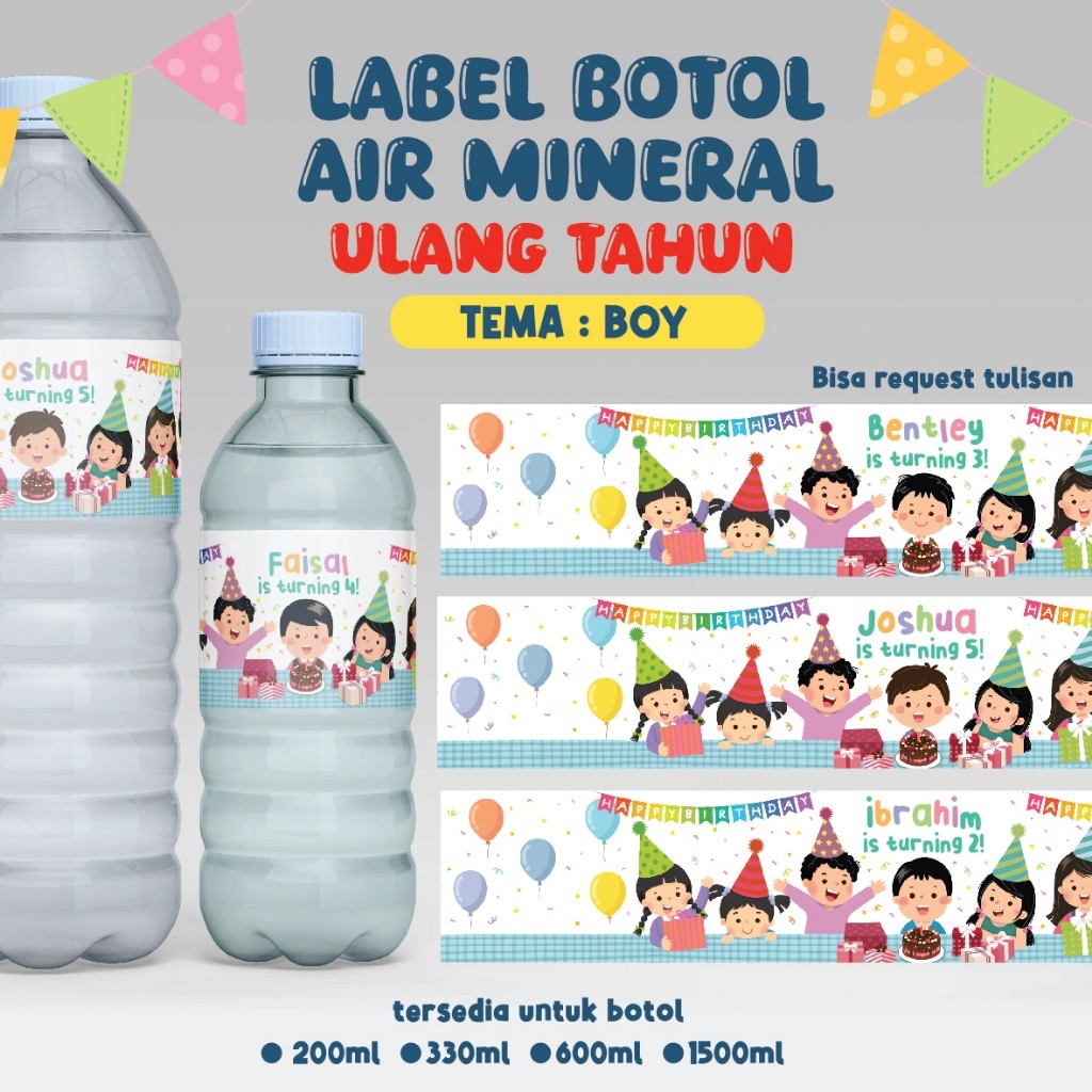 Jual Label Botol Air Mineral , Mineral Water Aqua Ulang Tahun Anak Boy ...