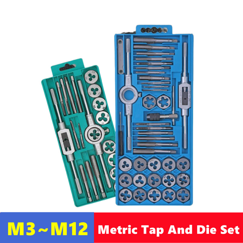 Jual 12/20/40pcs tap die set M3-M12, tool combination for manual internal and external thread ...