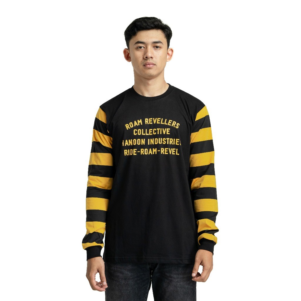 Jual Hanoon Industries – Long Sleeve Kaos Stripe Lengan Panjang Black ...