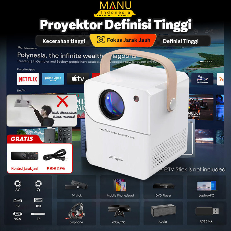 Jual Proyektor WIFI Bluetooth mini portable hp Home 4K Full HD 8000 ...