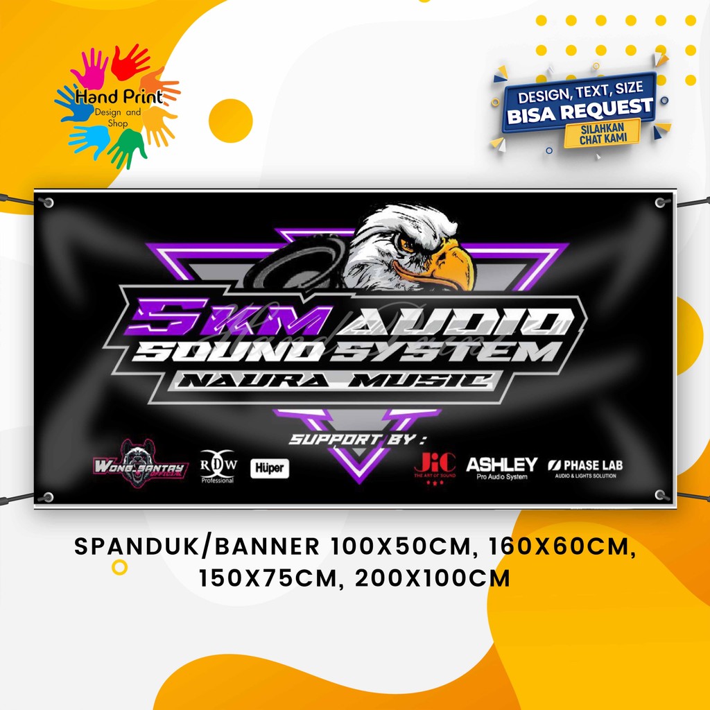 Jual Cetak Spanduk Banner Toko audio Ungu Sound System MMT Spanduk ...