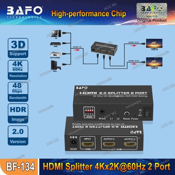Jual HDMI Splitter Bafo 2 port/4 port/8 port Original | Shopee Indonesia