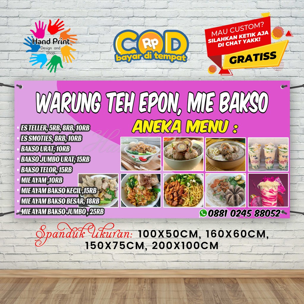 Jual Cetak Spanduk Banner Warung Aneka Menu Makanan & Minuman MMT ...