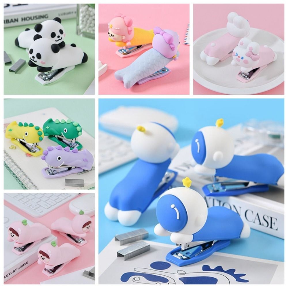 Jual Use 10# Staples Stapler Panda/Astronaut/Dinosaur Effortless Long ...
