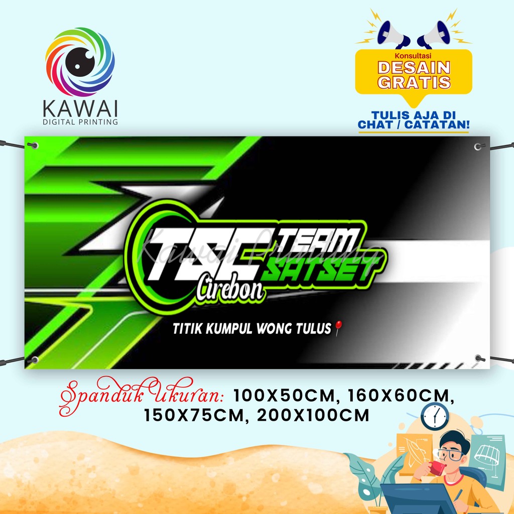 Jual Spanduk Banner MMT Team Garage Hijau Rekuest 200x100 Cm | Shopee ...