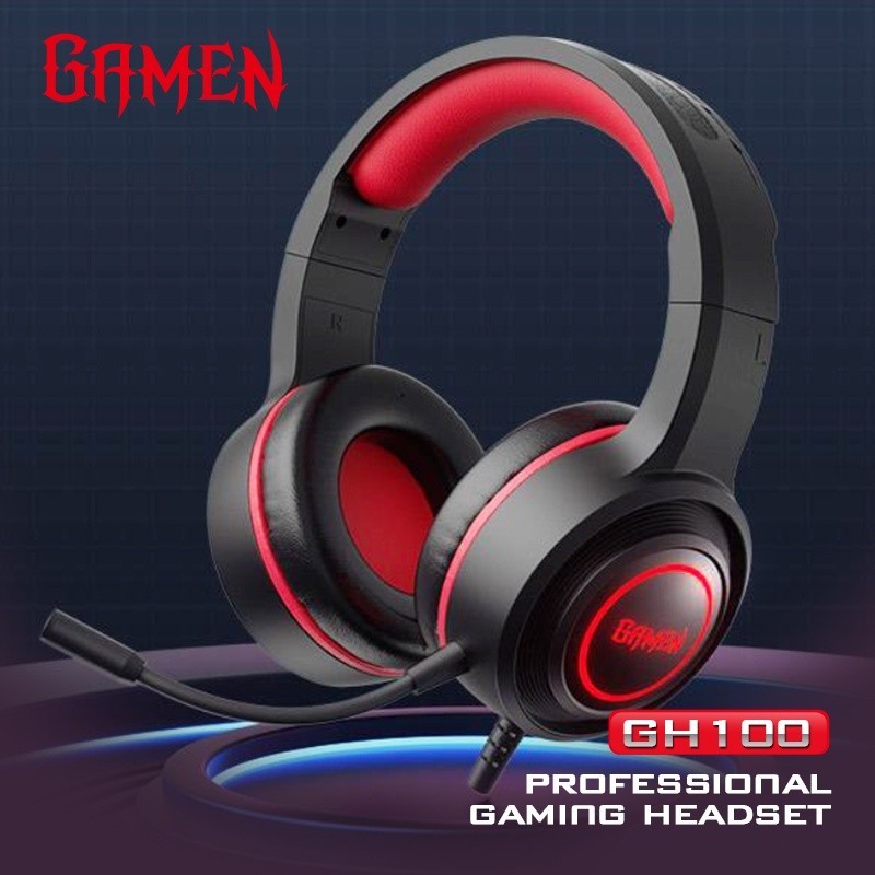Jual Headphone Gaming GAMEN GH100 Black 3D Headset Bando Gaming Mic ...