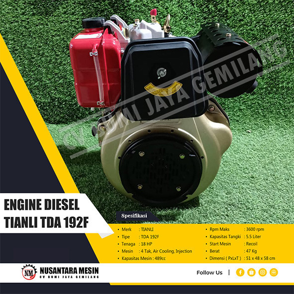 Jual MESIN PENGGERAK SERBAGUNA / ENGINE DIESEL TIANLI TDA 192F | Shopee ...