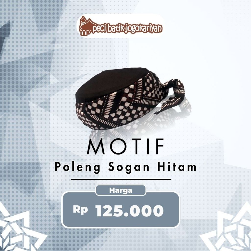 Jual Peci Batik Jogokariyan Motif Poleng Sogan Hitam Original | Shopee ...