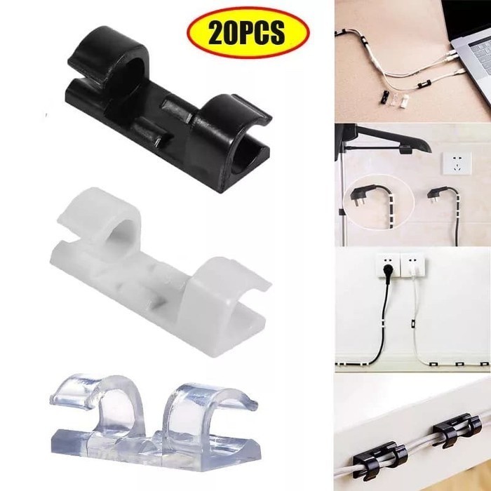 Jual Kabel Klip Plastik Perekat Plastic Clamp Organizer 20pcs/set ...