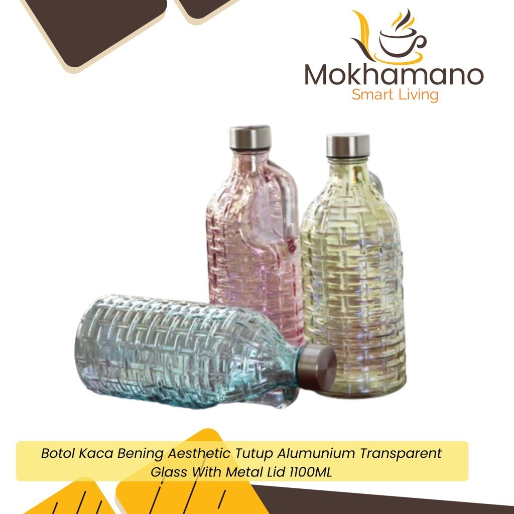 Jual Botol Kaca Bening Aesthetic Tutup Alumunium Transparent Glass With ...