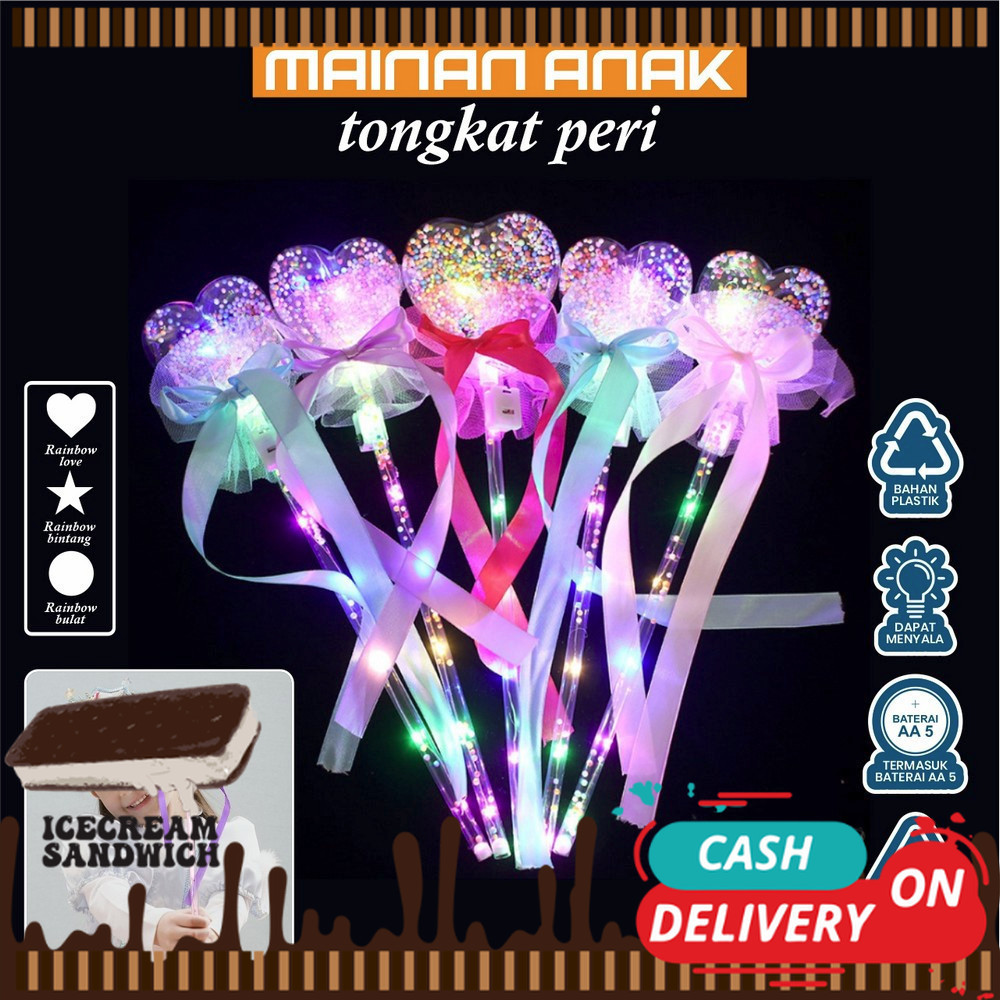 Jual [ ICS ] Mainan Anak Tongkat Peri Bintang Stik Lampu LED Warna ...