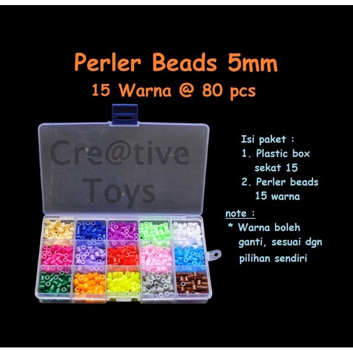 Jual Hama Perler Beads 5 mm Paket 15 warna Fuse Midi Mainan Edukasi ...