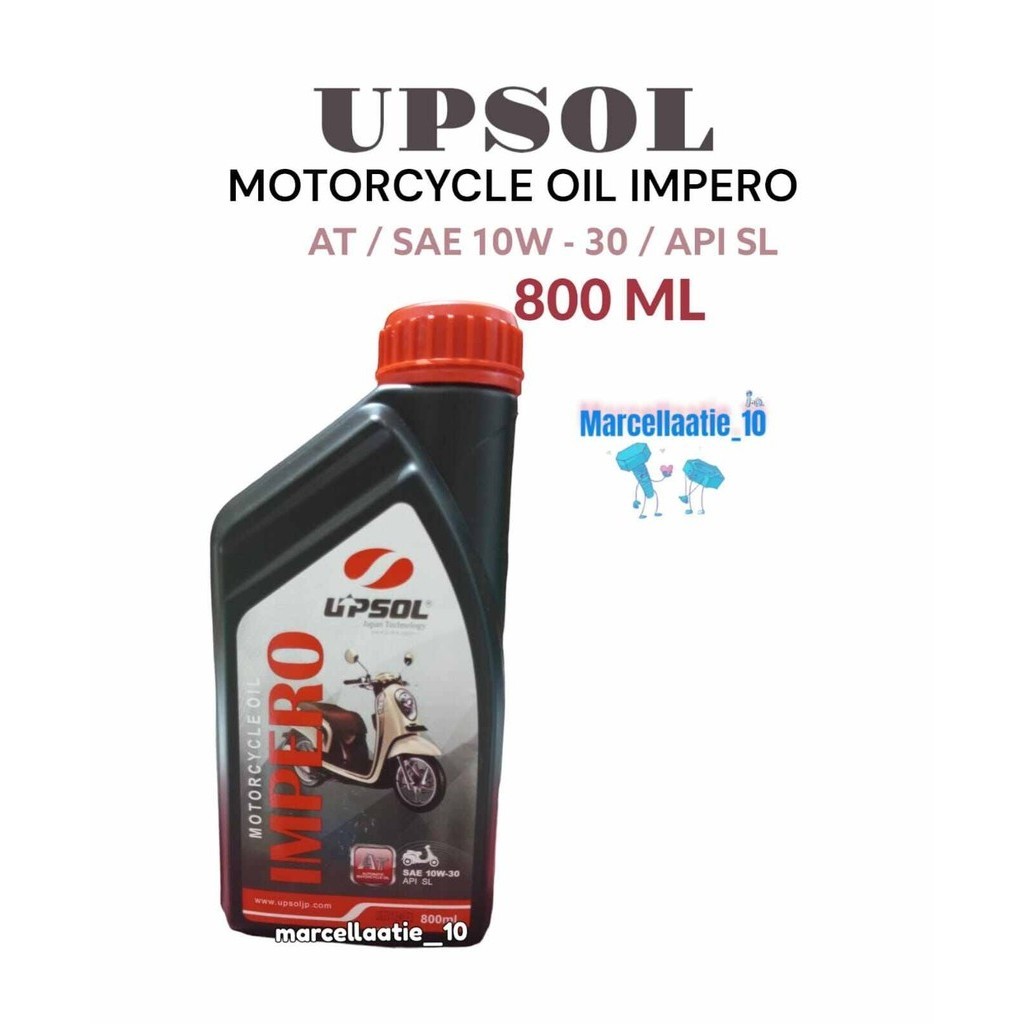 Jual 1 UPSOL MOTORCYCLE OIL IMPERO AT / SAE 10W - 30 / API SL 800 ML oli motor matic | Shopee ...