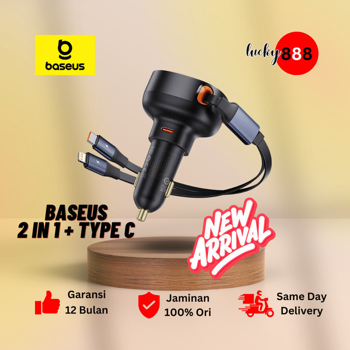 Jual Baseus Car Charger Mobil 30W 2IN1 Built in Type-C Iphone Fast ...