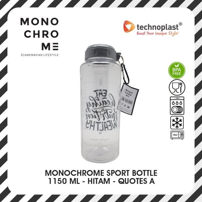 Jual TECHNOPLAST Monochrome Sport Bottle Botol Minum Kata Kreatif ...