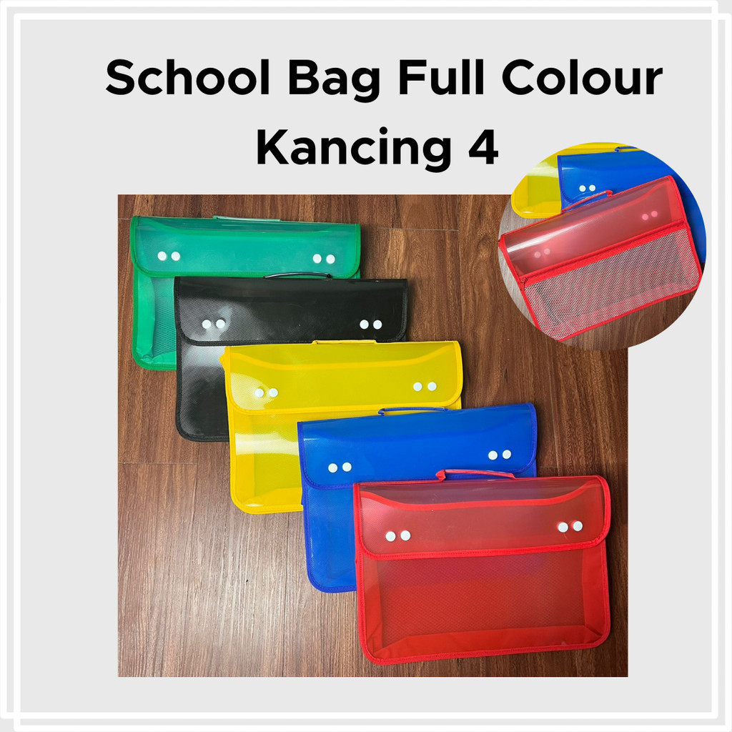 Jual School Bag FULL COLOUR Kancing 4 /Map Plastik Kantung Jaring di ...