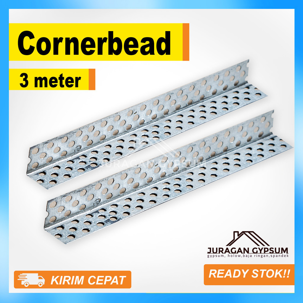 Jual Cornerbead gypsum 3 meter / Corner Bead gipsum / Siku sudut Partisi | Shopee Indonesia