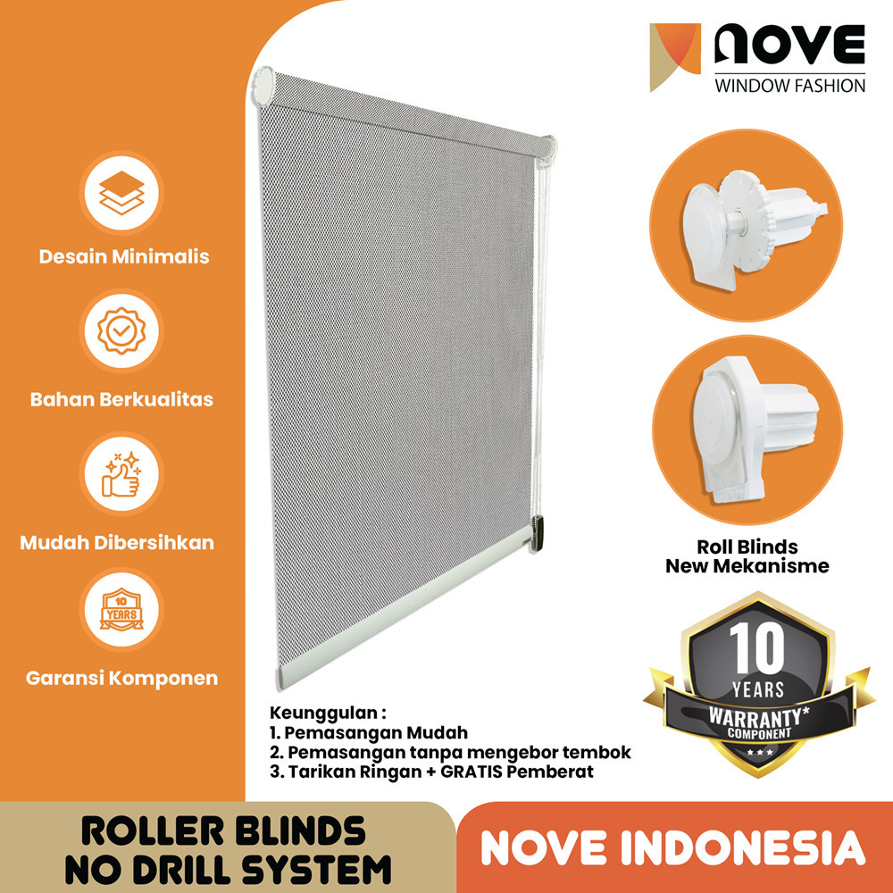 Jual Roller Blinds No Drill System Indoor Sunscreen - Ukuran Custom ...