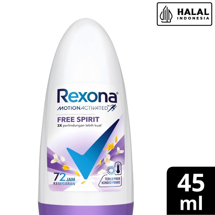Jual Rexona Women Deodorant Roll On Antiperspirant Free Spirit 72 Jam Kesegaran 45Ml | Shopee ...