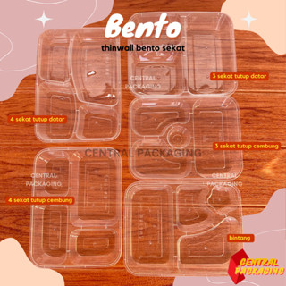 Jual [ECER MIN 10PCS] Thinwall Bento Sekat 4 + Tutup / Thinwall Bento Kotak Makan Bekal / Kotak ...
