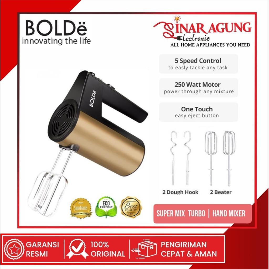 Jual [COD] HAND MIXER BOLDE SUPER MIX TURBO BEIGE (5 SPEED / 250 WATT ...