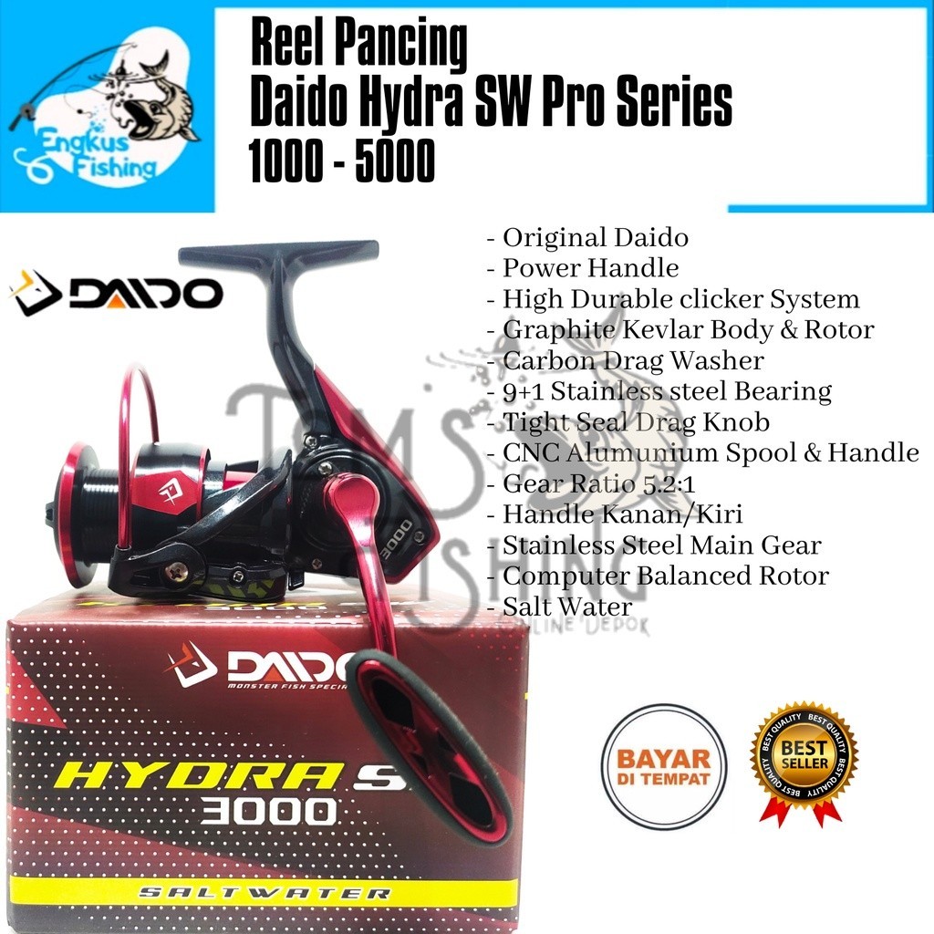 Jual Reel Pancing Daido Hydra SW Pro Series 1000 - 4000 (9+1Bearing ...